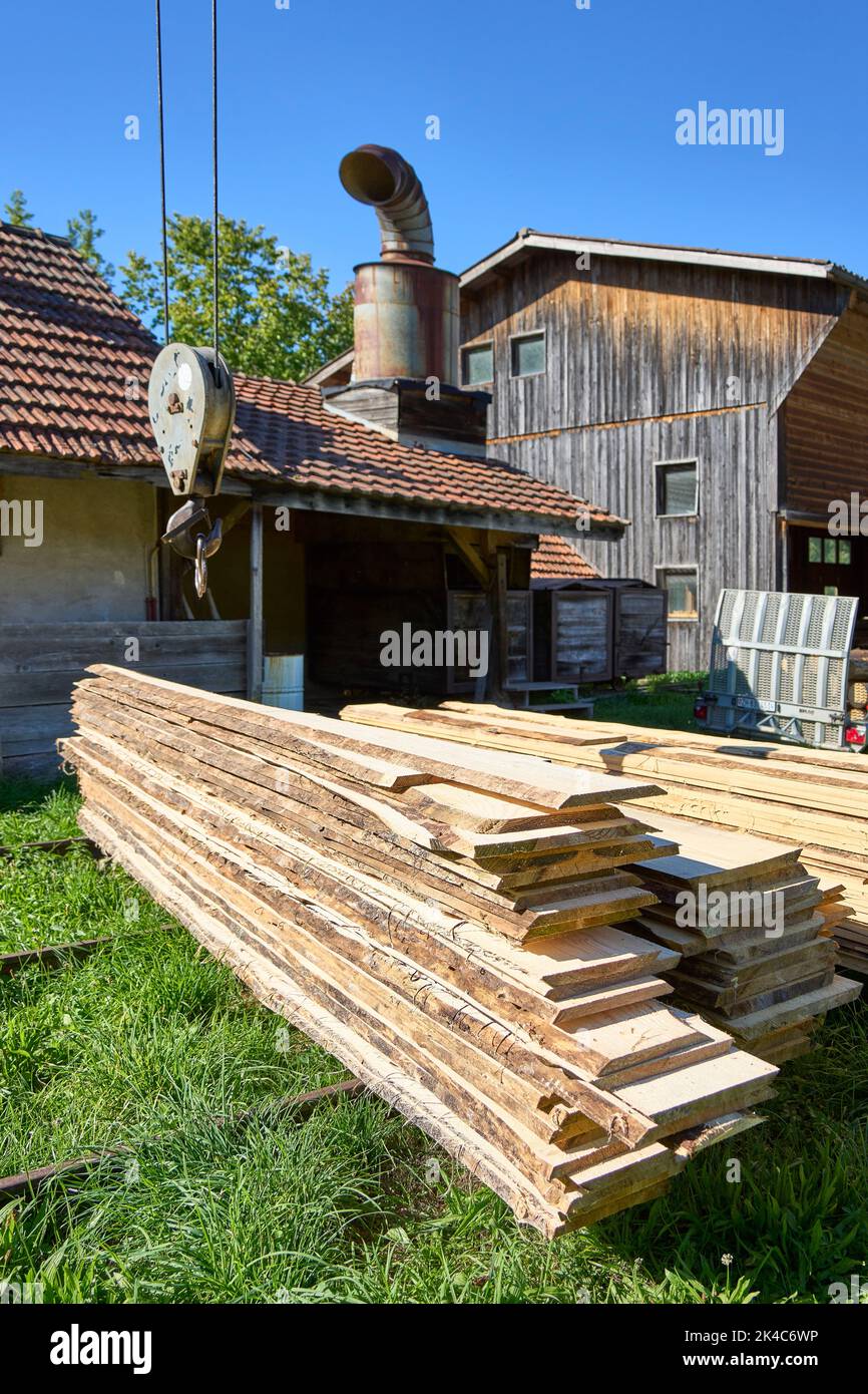 The outside area of a sawmill Stock Photo - Alamy