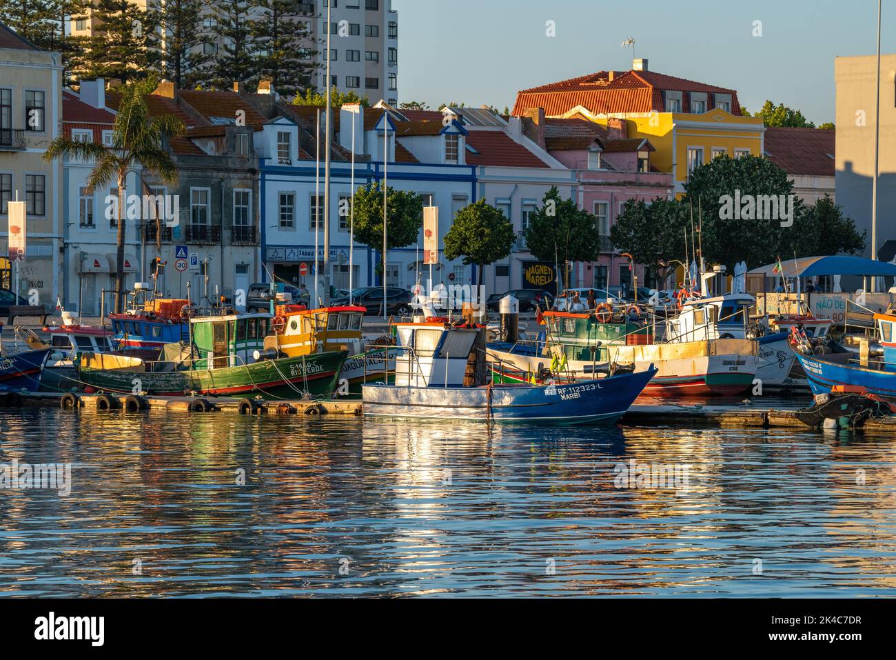 A Sunset at the fishing port of Setubal in the city of Setubal ...