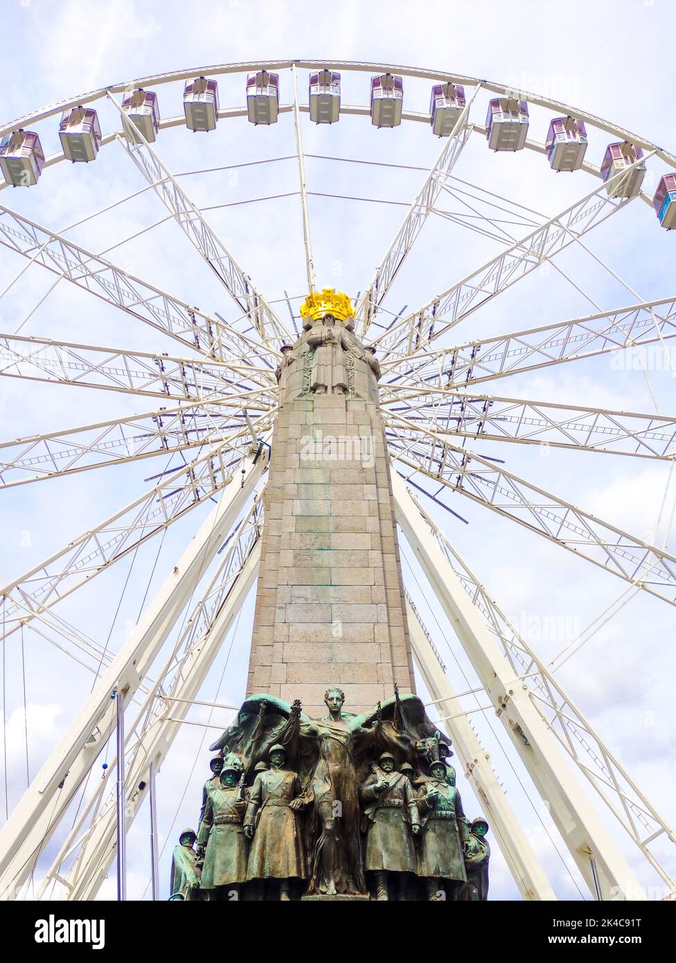 The view, Belgium, ferris wheel in Brussels, Belgium with clouds Stock ...