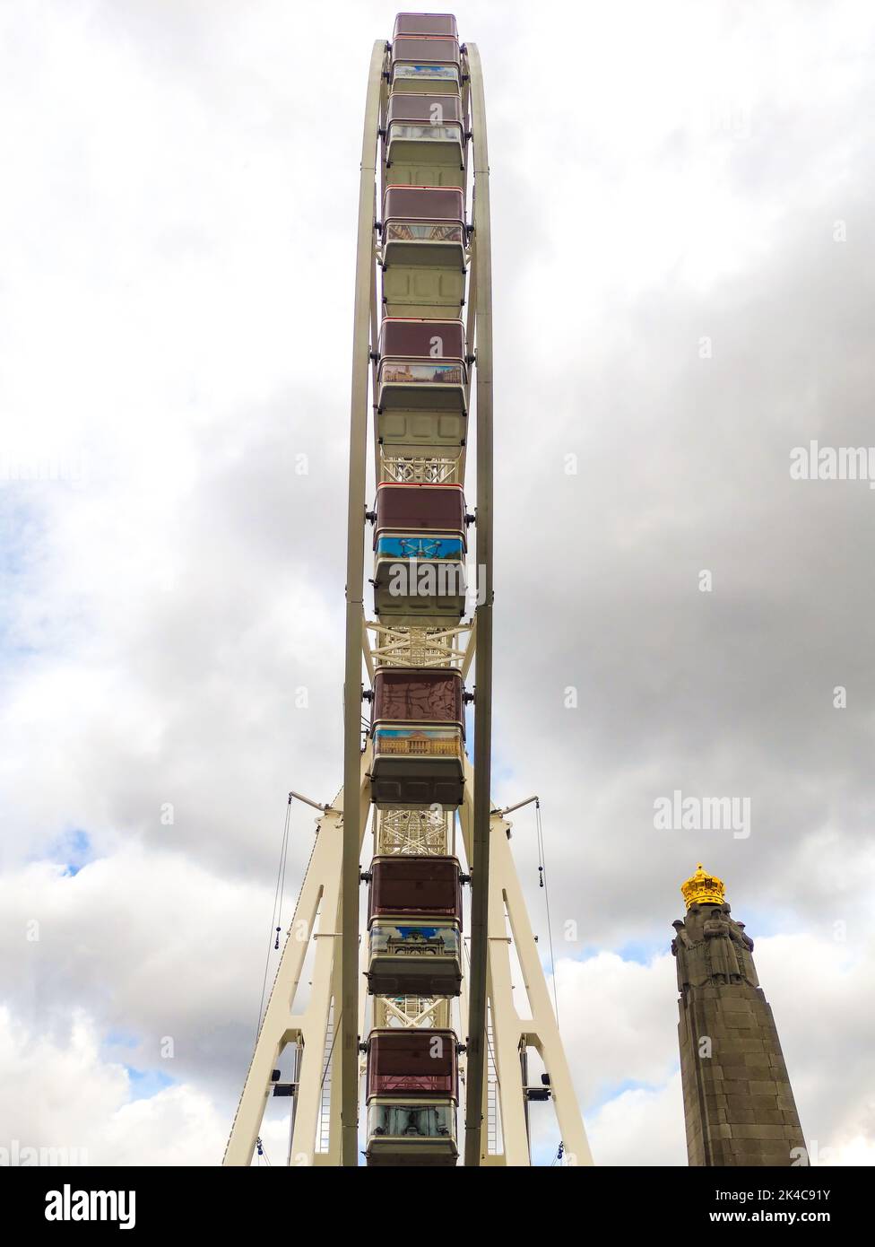 The view Belgium, ferris wheel in Brussels, Belgium with clouds Stock ...
