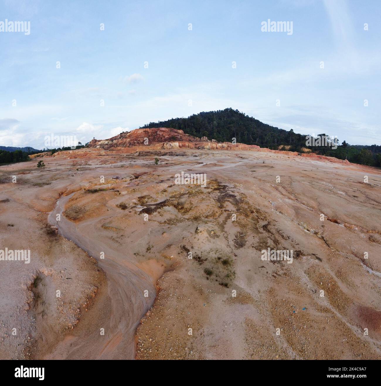aerial scene of the barren land due to soil mining activity Stock Photo ...