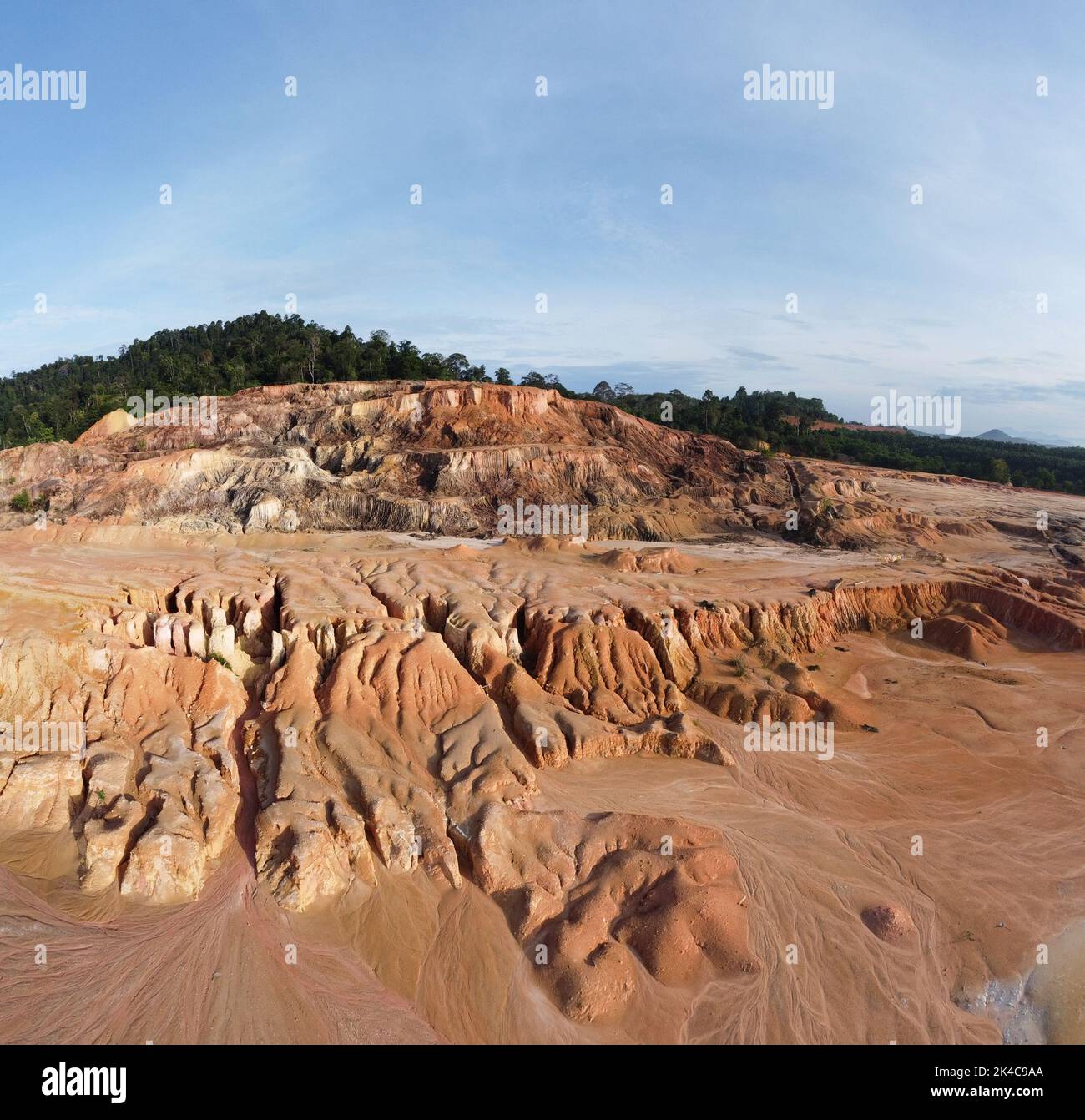 aerial scene of the barren land due to soil mining activity Stock Photo ...
