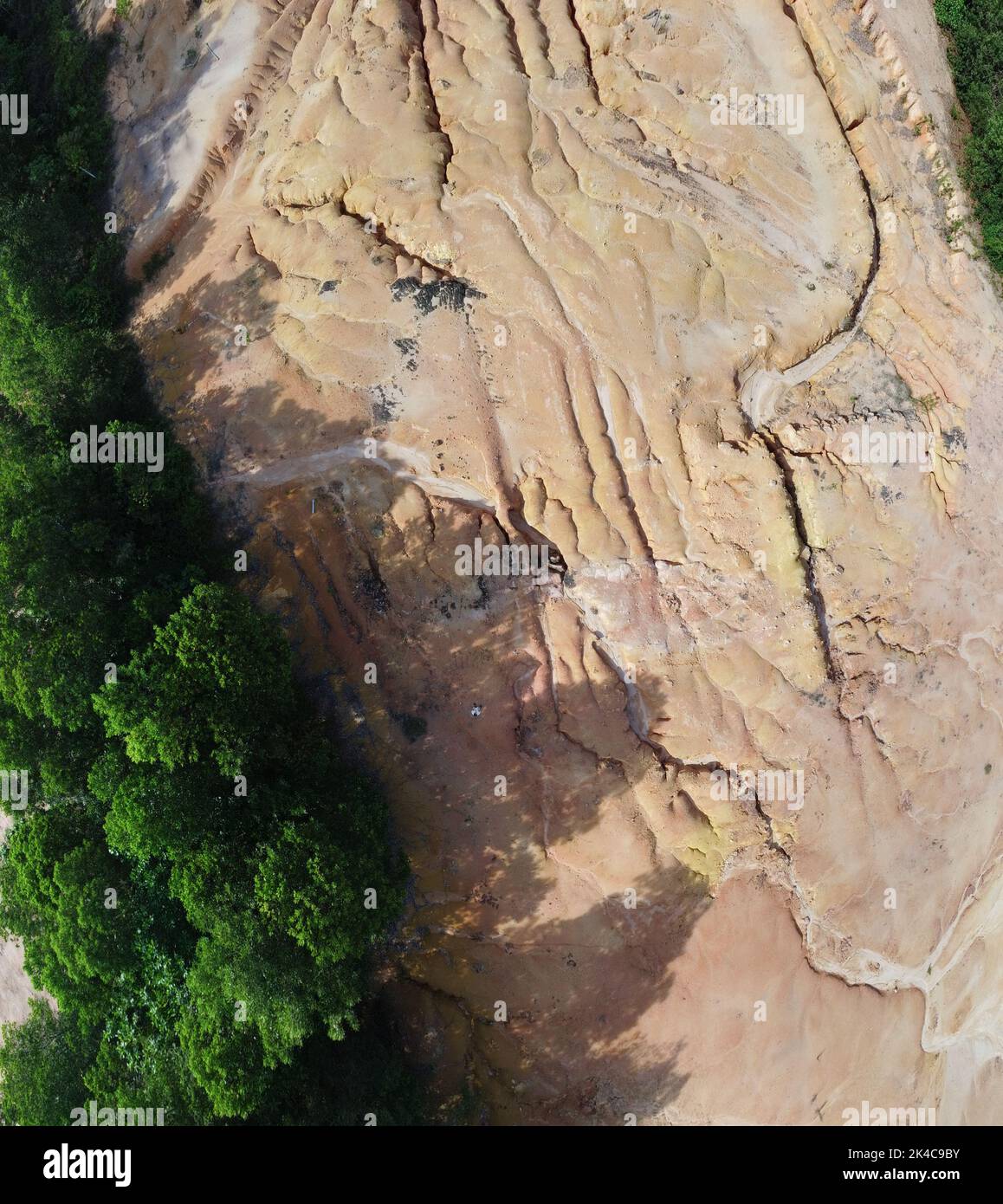 aerial scene of the barren land due to soil mining activity Stock Photo ...