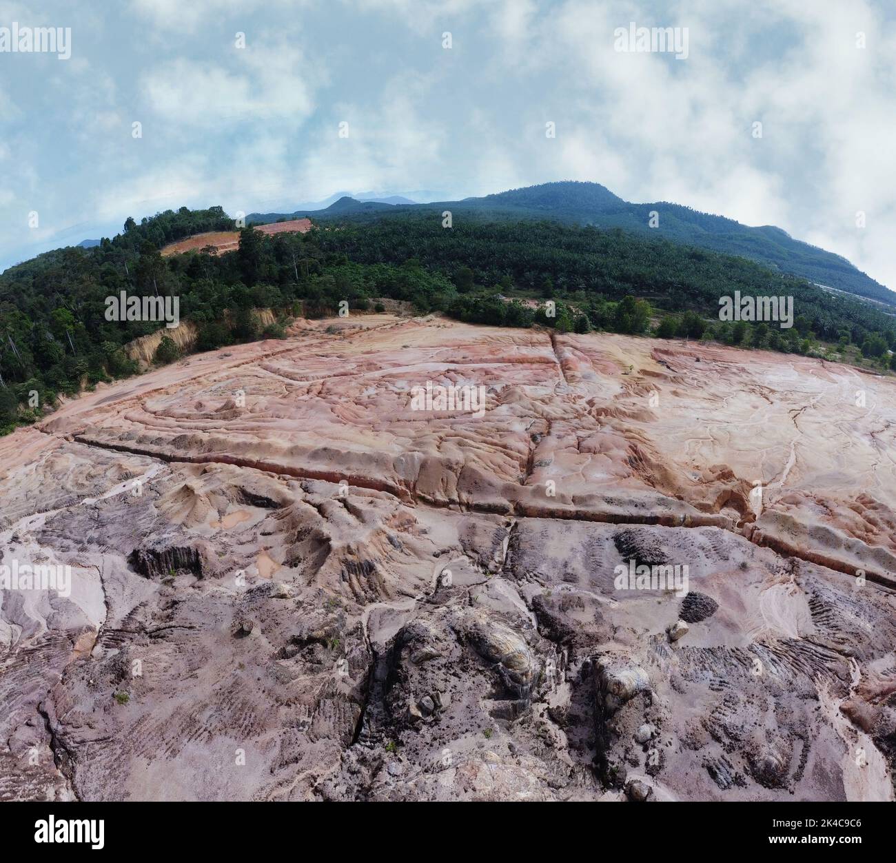 aerial scene of the barren land due to soil mining activity Stock Photo ...
