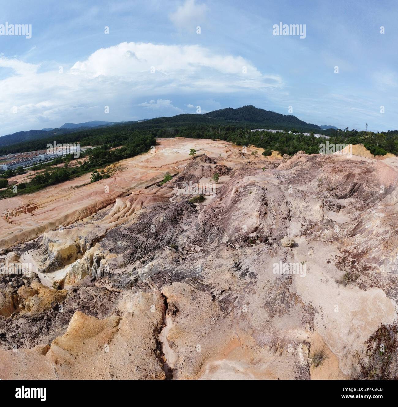 aerial scene of the barren land due to soil mining activity Stock Photo ...