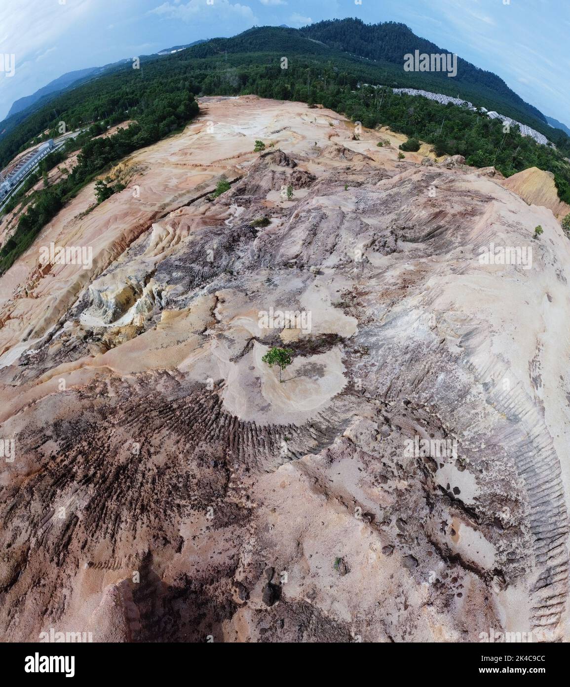 aerial scene of the barren land due to soil mining activity Stock Photo ...