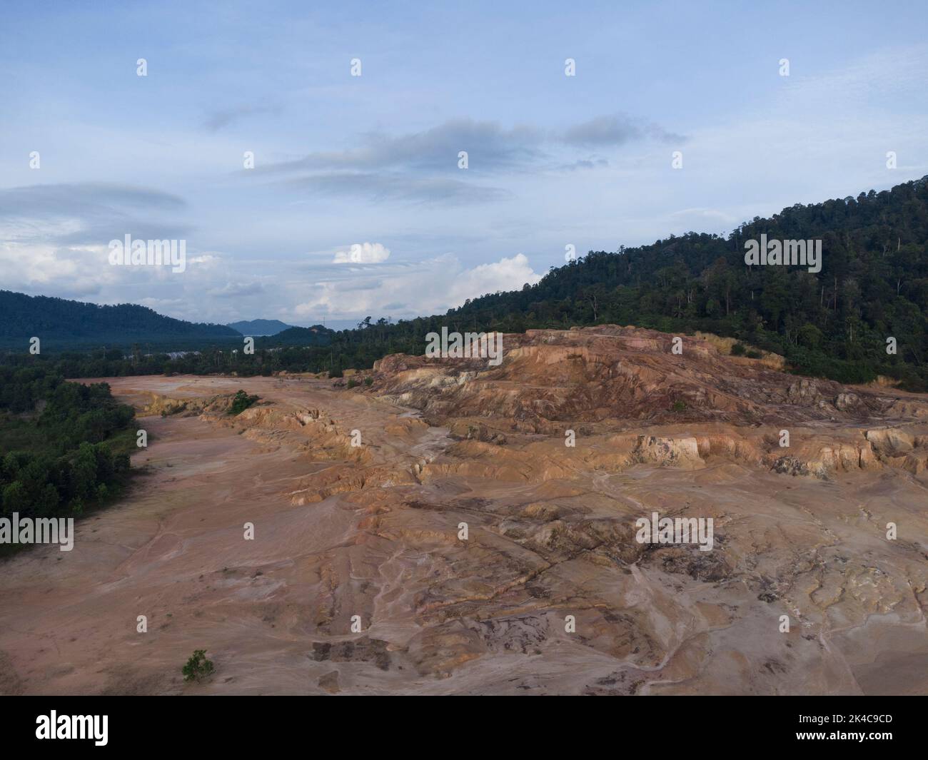 aerial scene of the barren land due to soil mining activity Stock Photo ...