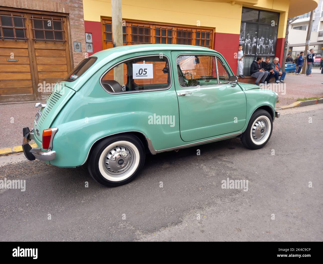 Bernal, Argentina - Sept 18, 2022: old green 1970s Fiat 600 sedan two ...