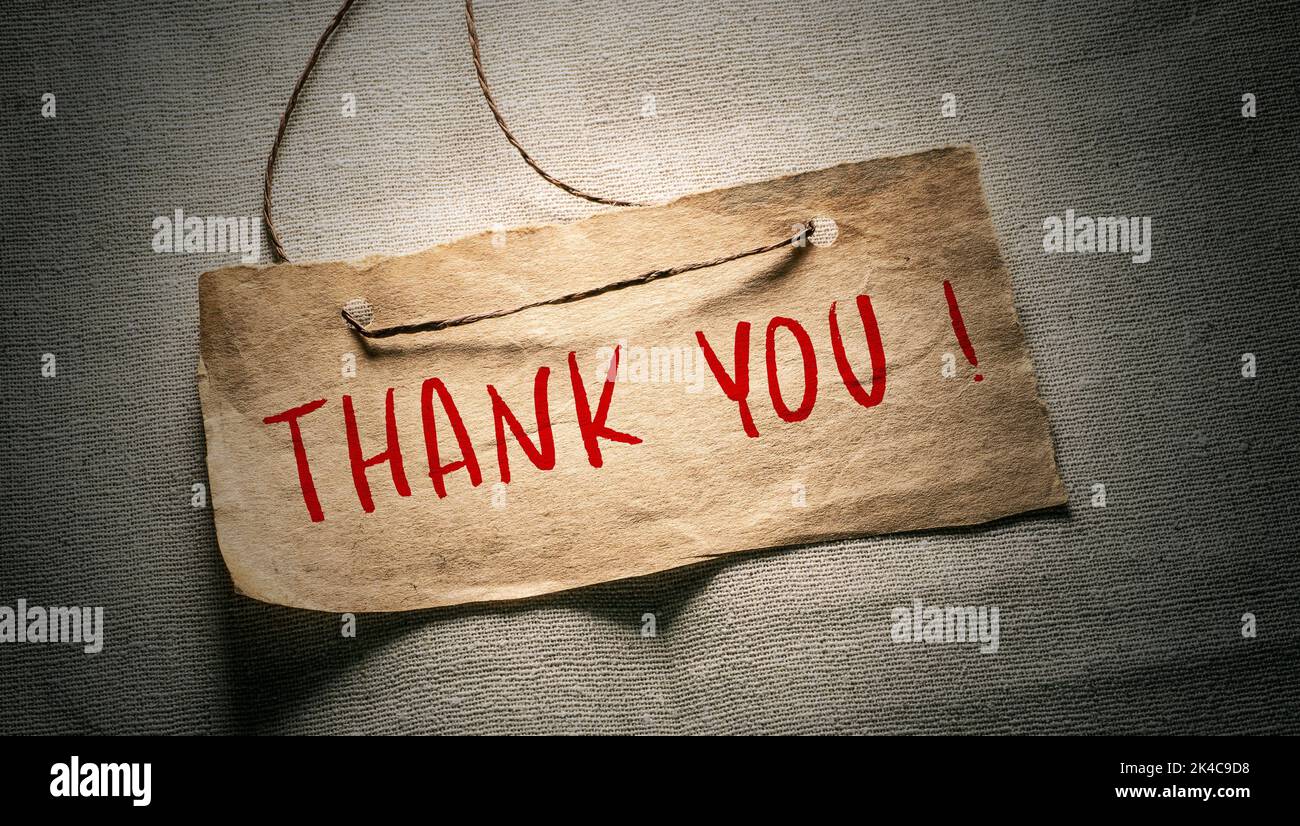 Close up conceptual shot of a idea showing Thank You Stock Photo - Alamy