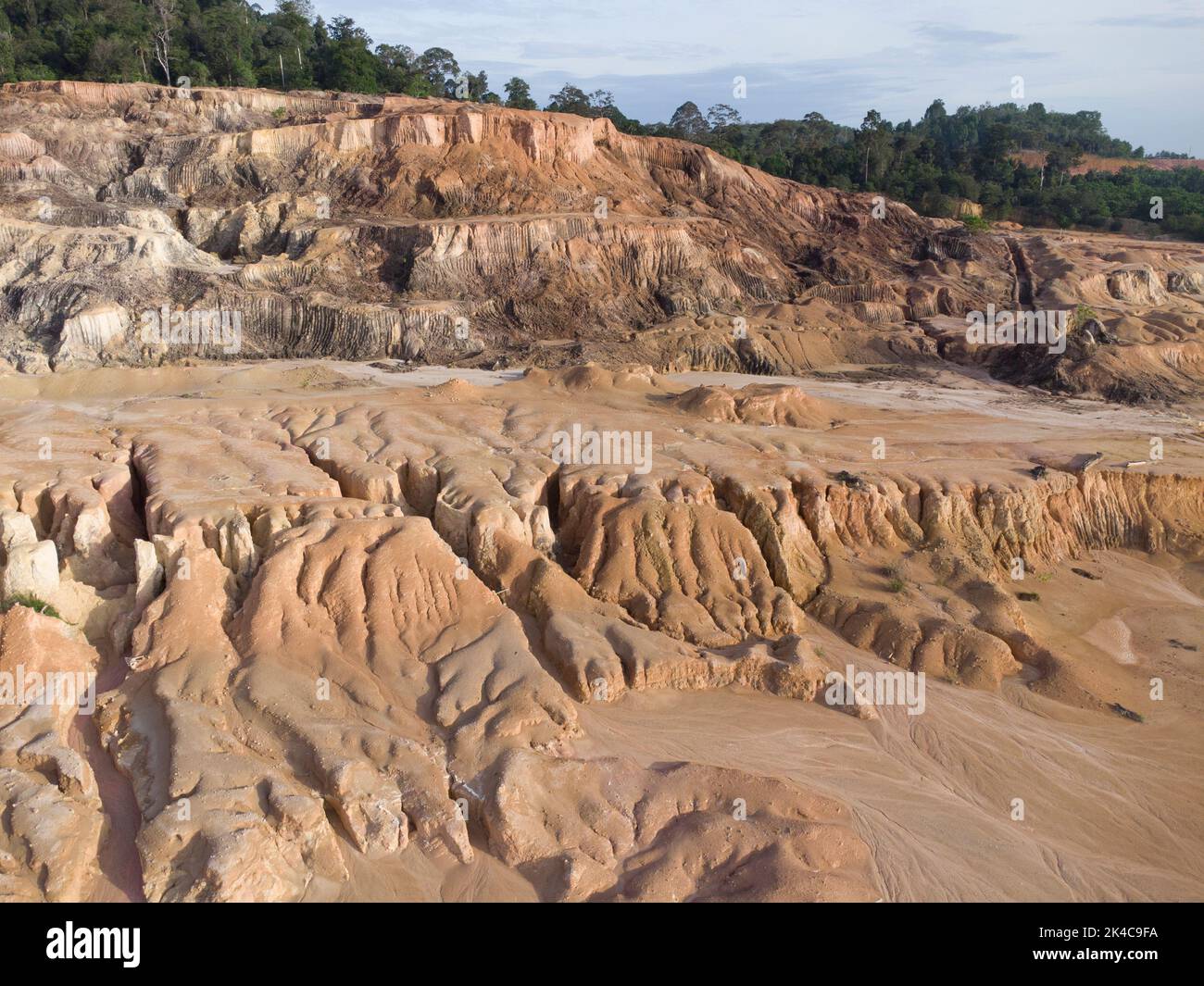 aerial scene of the barren land due to soil mining activity Stock Photo ...