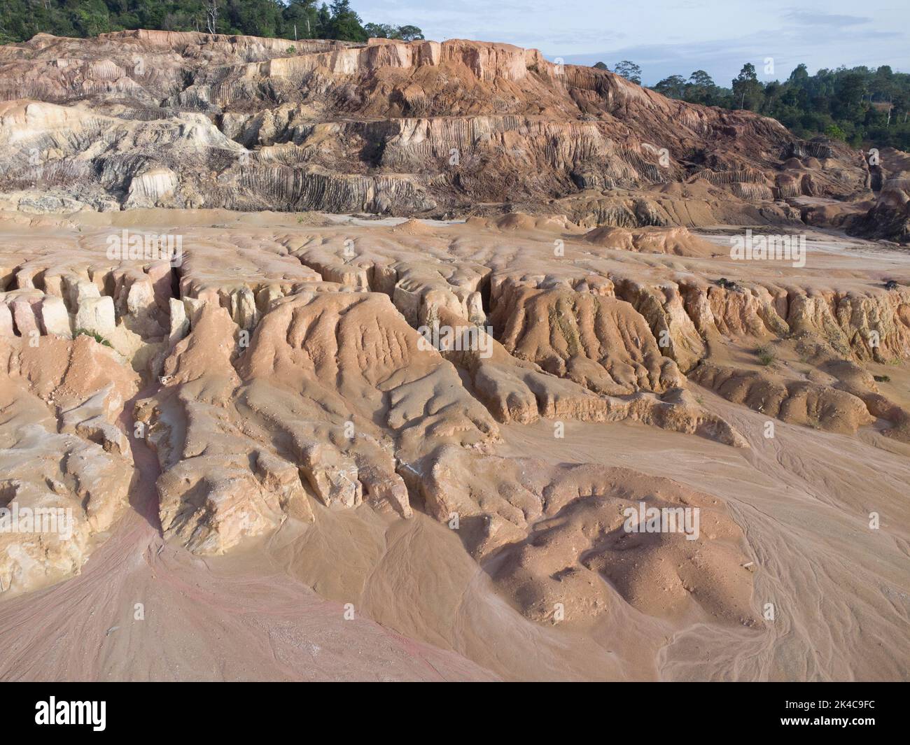 aerial scene of the barren land due to soil mining activity Stock Photo ...