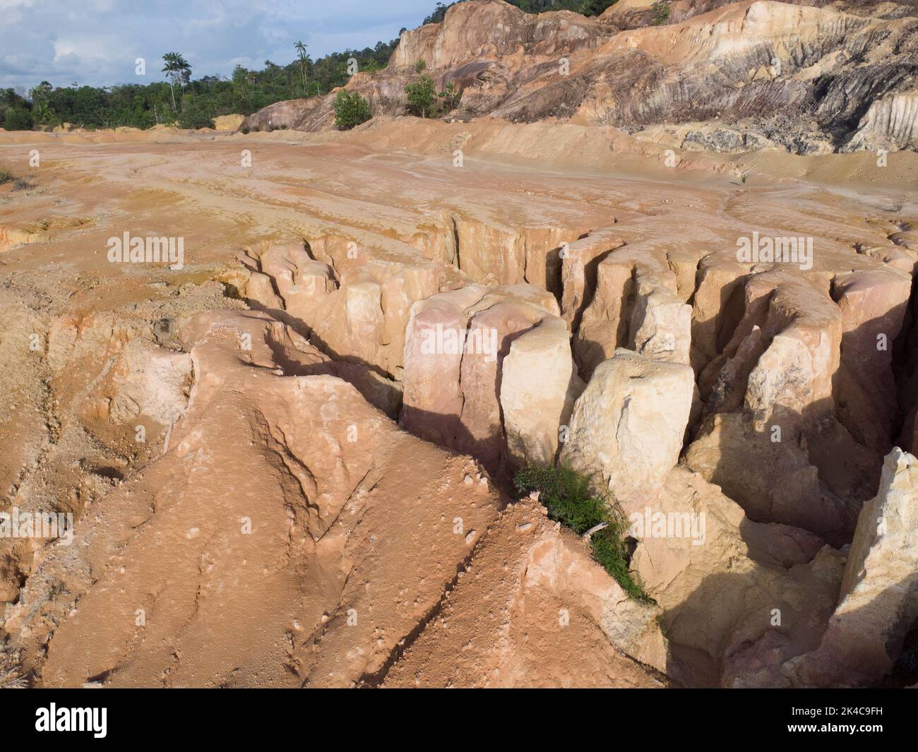 aerial scene of the barren land due to soil mining activity Stock Photo ...