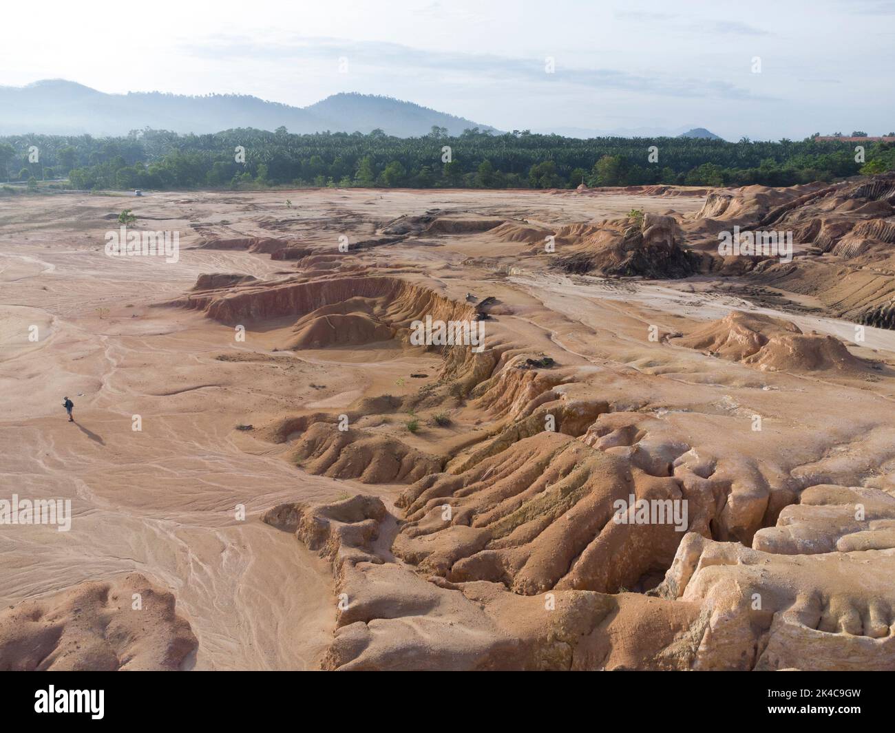 aerial scene of the barren land due to soil mining activity Stock Photo ...