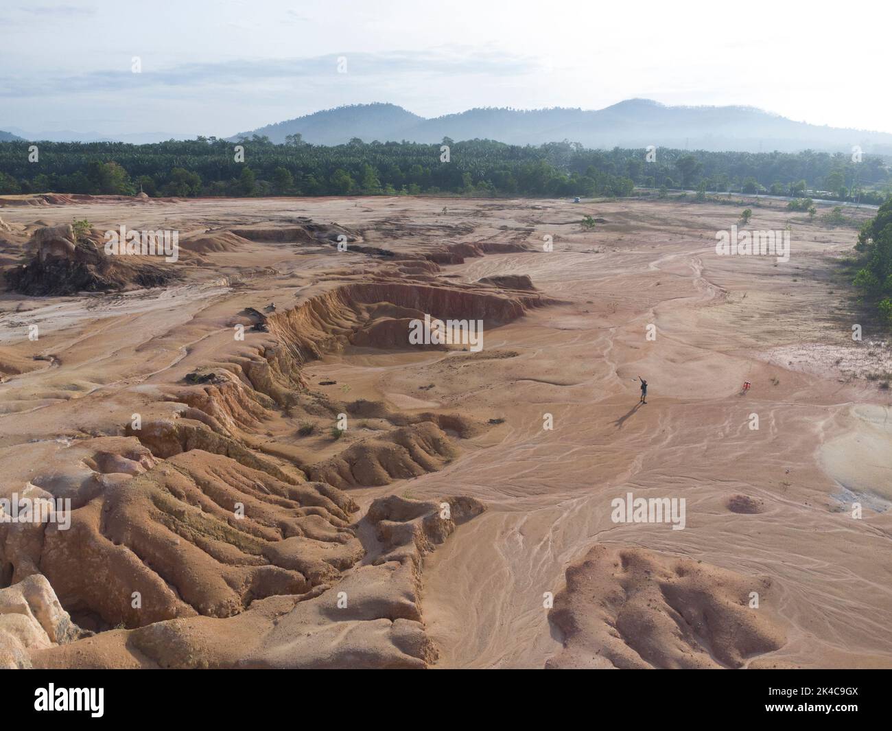 aerial scene of the barren land due to soil mining activity Stock Photo ...