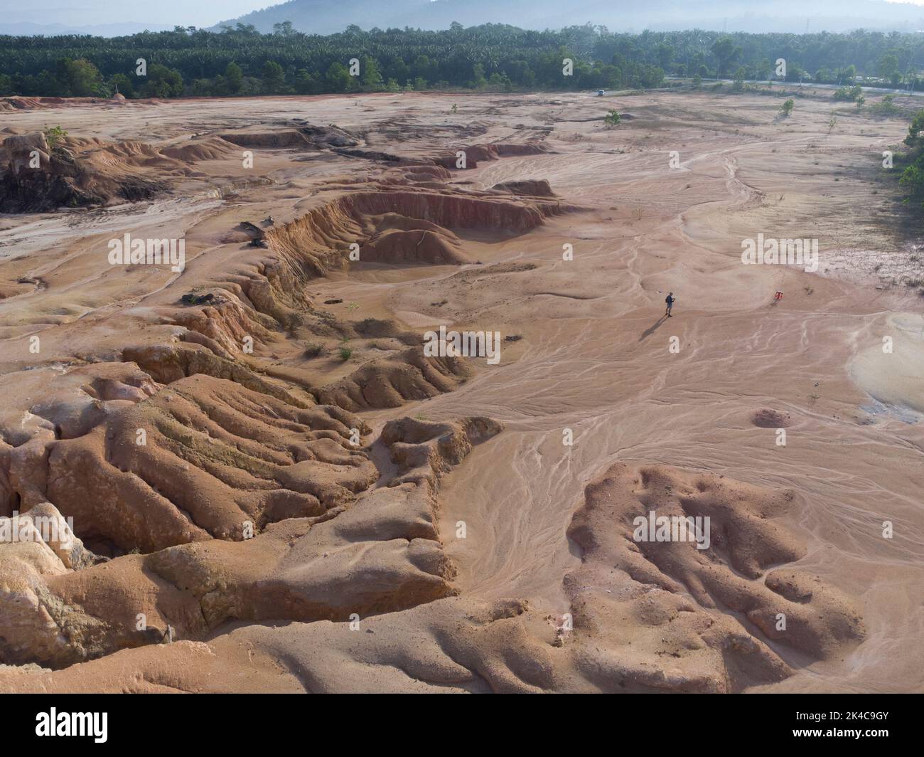aerial scene of the barren land due to soil mining activity Stock Photo ...