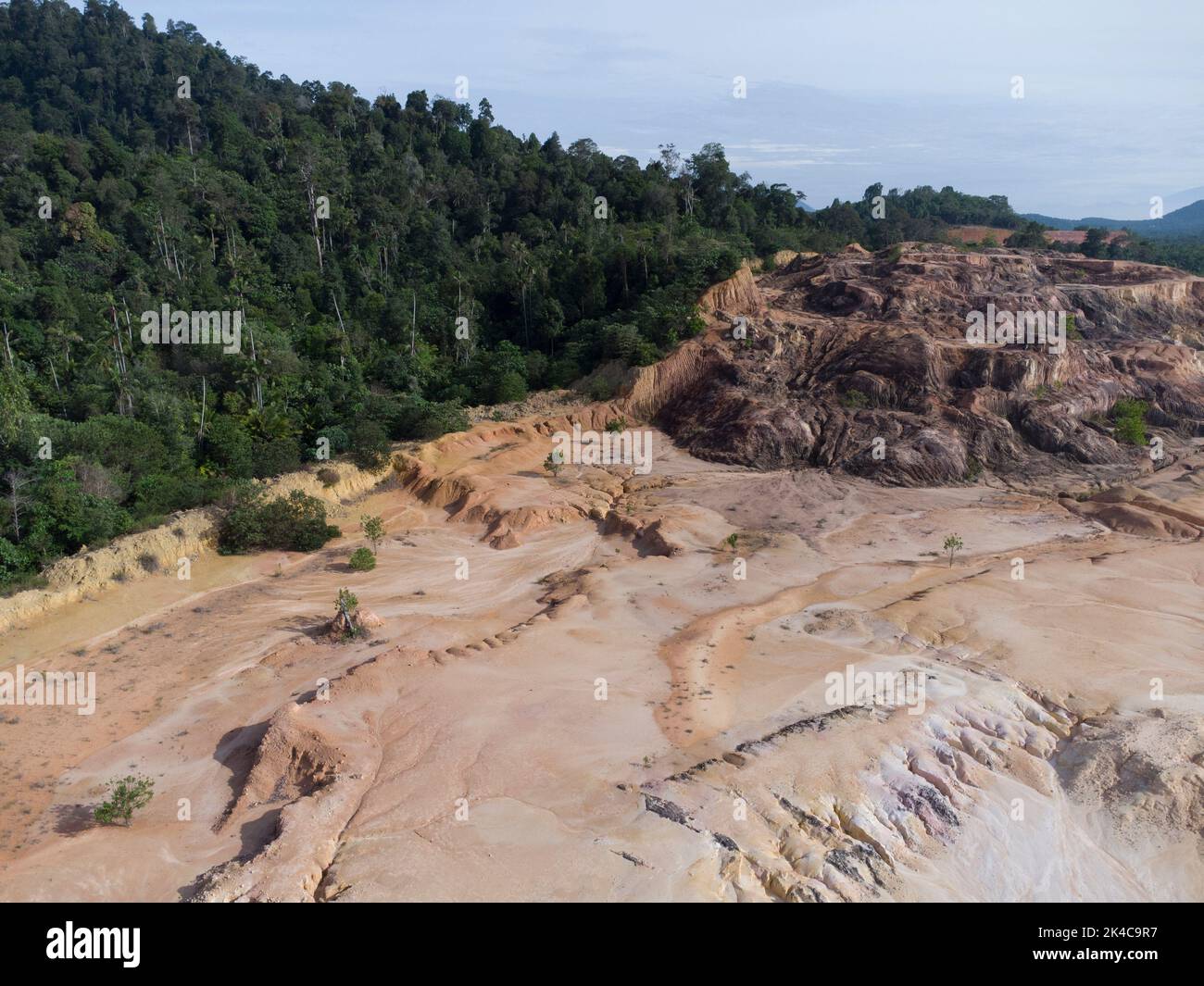 aerial scene of the barren land due to soil mining activity Stock Photo ...