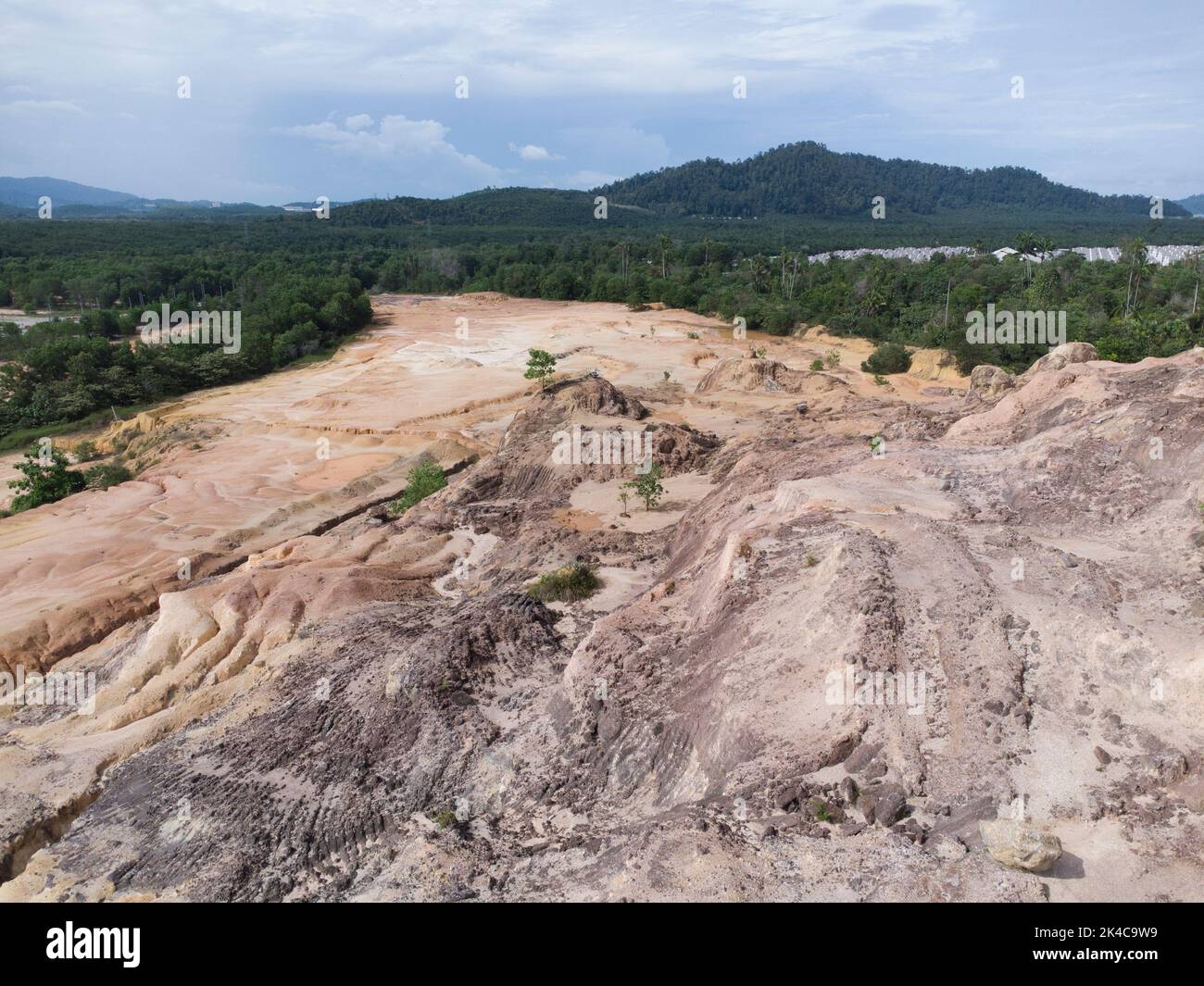 aerial scene of the barren land due to soil mining activity Stock Photo ...