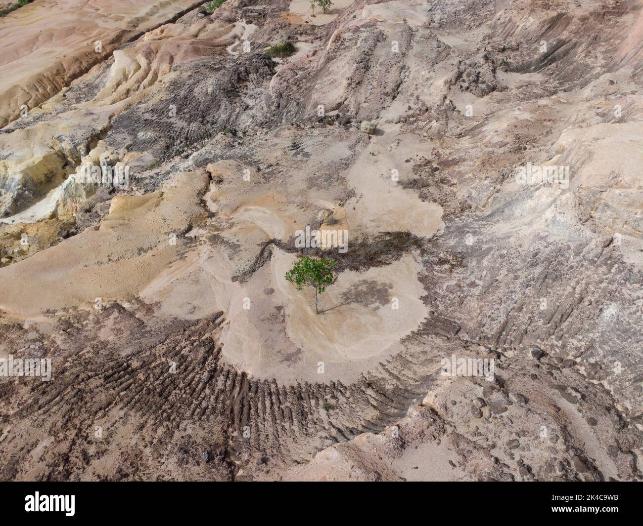 aerial scene of the barren land due to soil mining activity Stock Photo ...