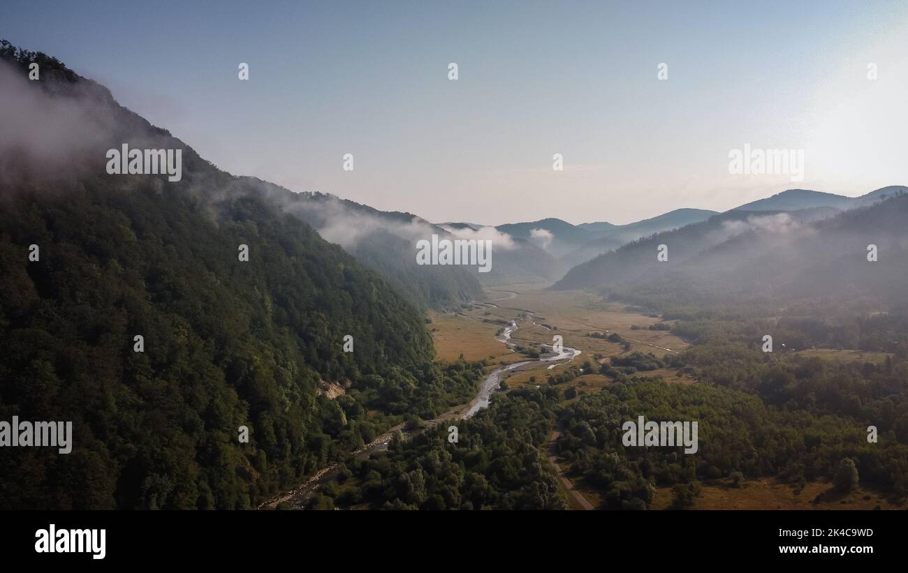 A scenic aerial view of beautiful mountains in Romania Stock Photo - Alamy