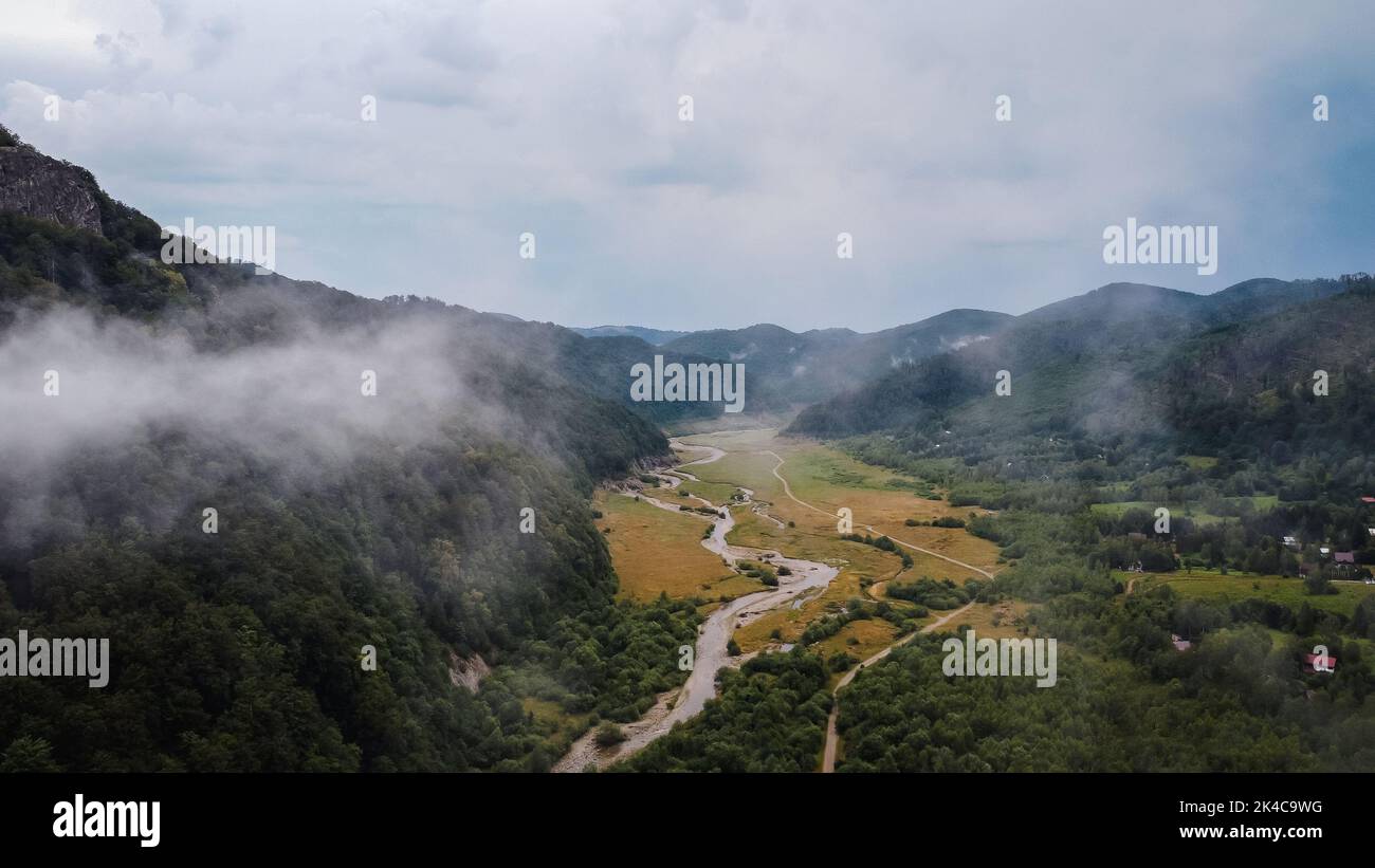 A scenic aerial view of beautiful mountains in Romania Stock Photo - Alamy