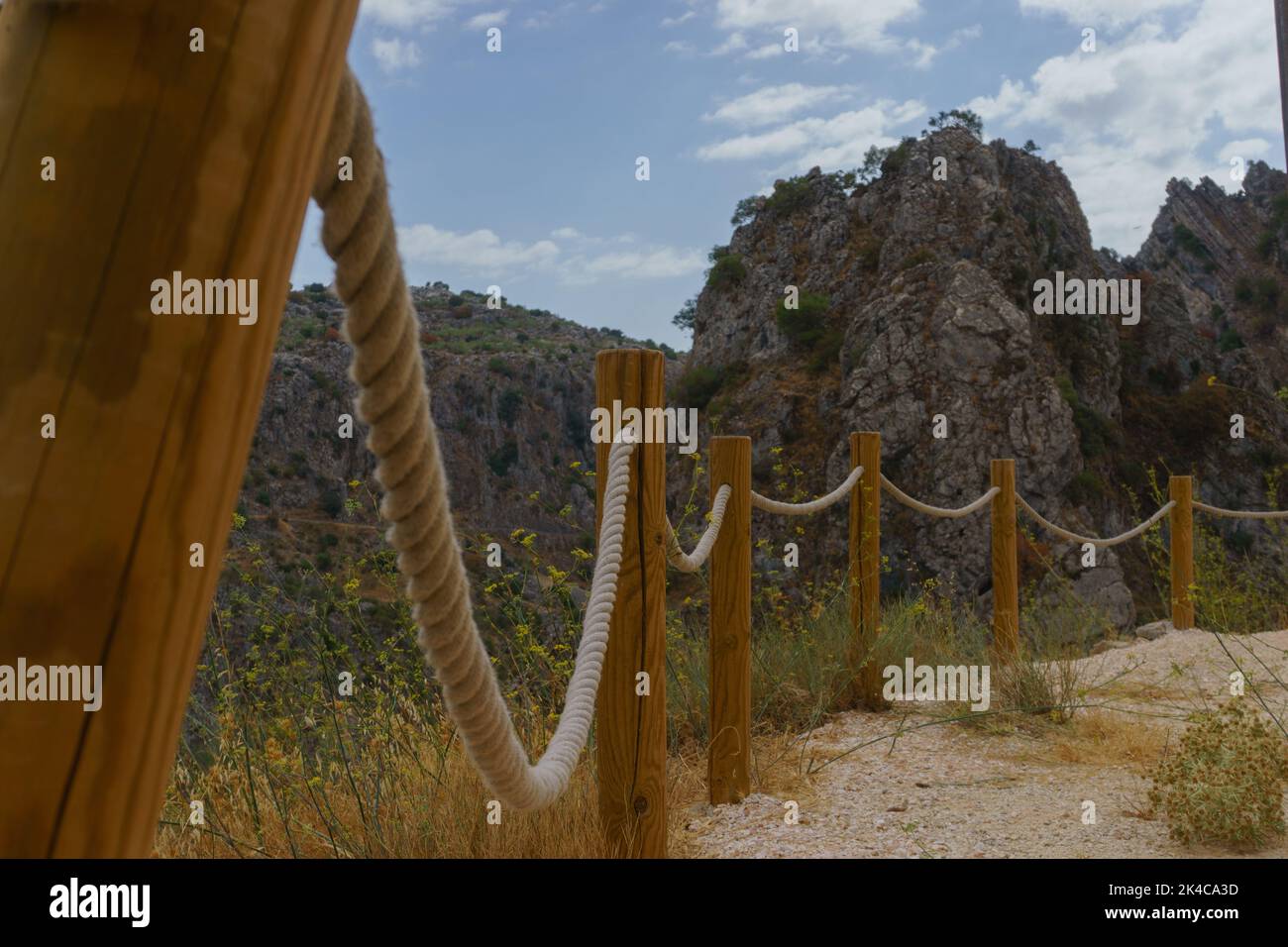 stairs leading to the cave of the hundidero in montejaque, malaga ...