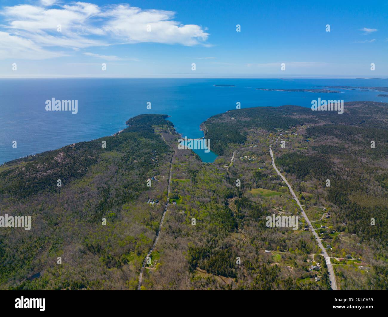 Acadia National Park aerial view including Cadillac Mountain and Otter ...