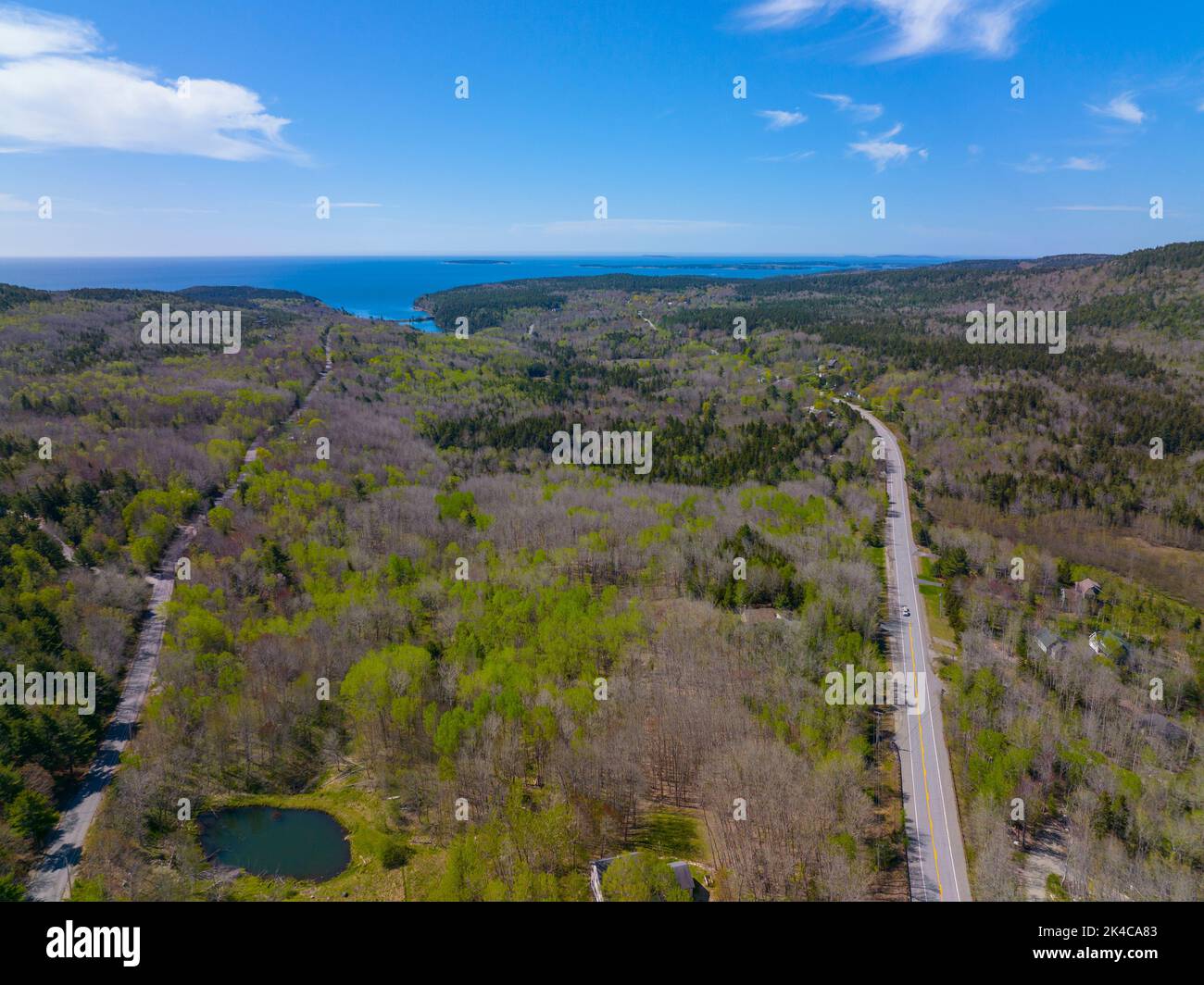 Acadia National Park aerial view including Cadillac Mountain and Otter ...
