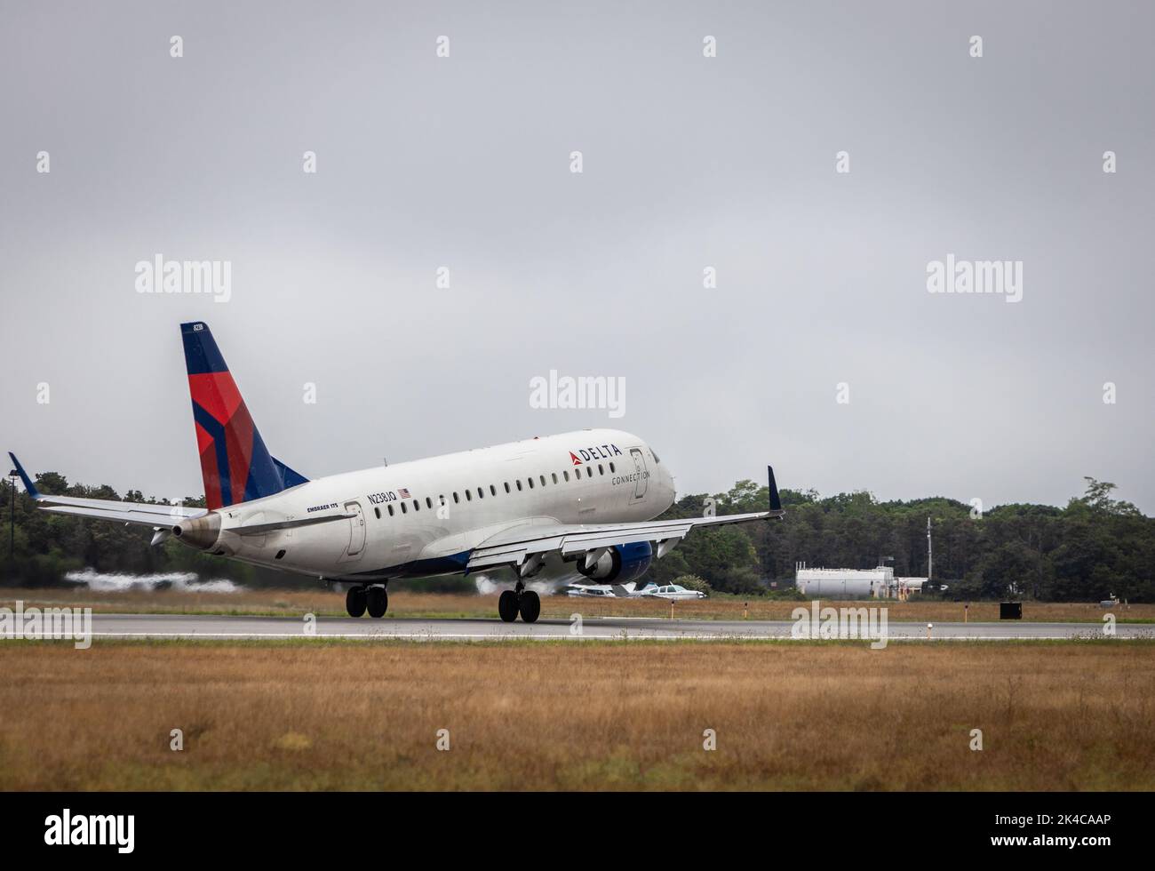A delta airlines plane taking off from Marthas vineyard airport Stock ...