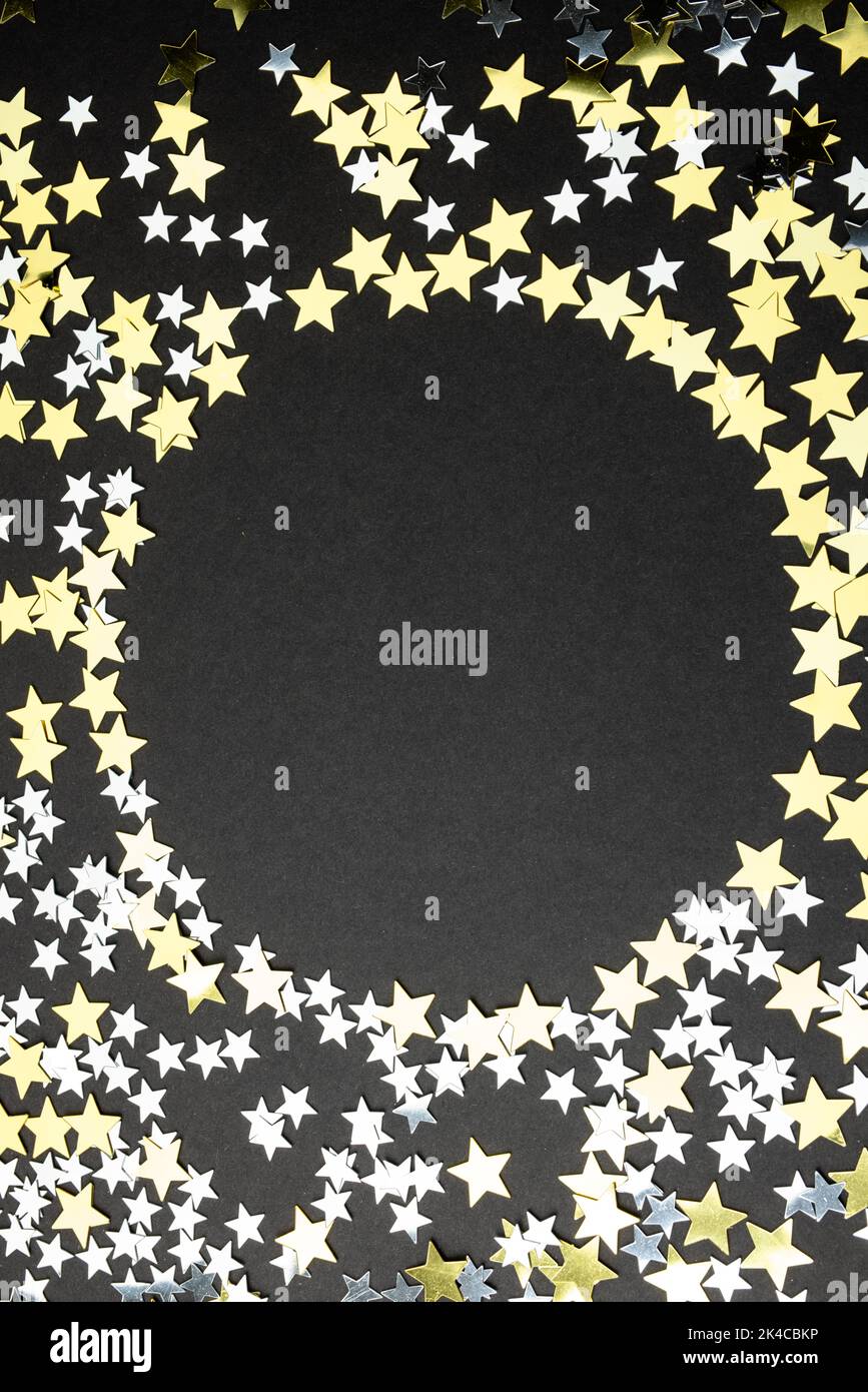 Composition of close up of new years stars on gray background Stock ...