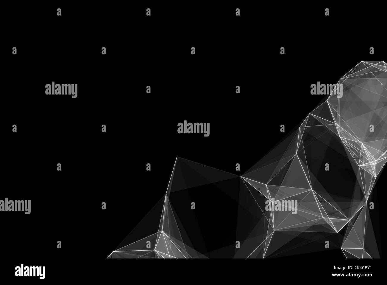 Abstract illustration of grey plexus networks against black background ...