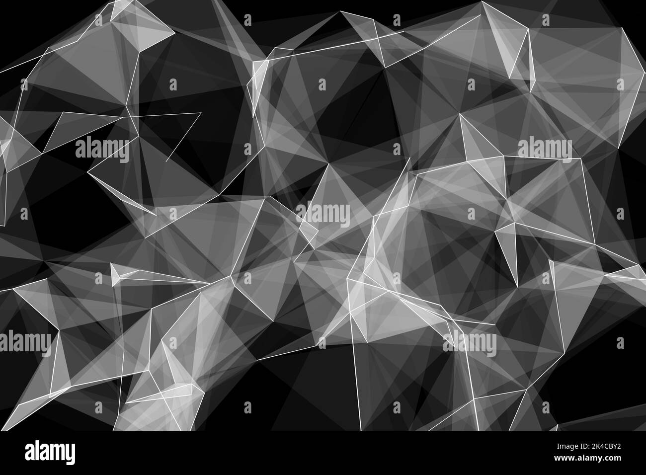 Abstract illustration of grey plexus networks against black background ...