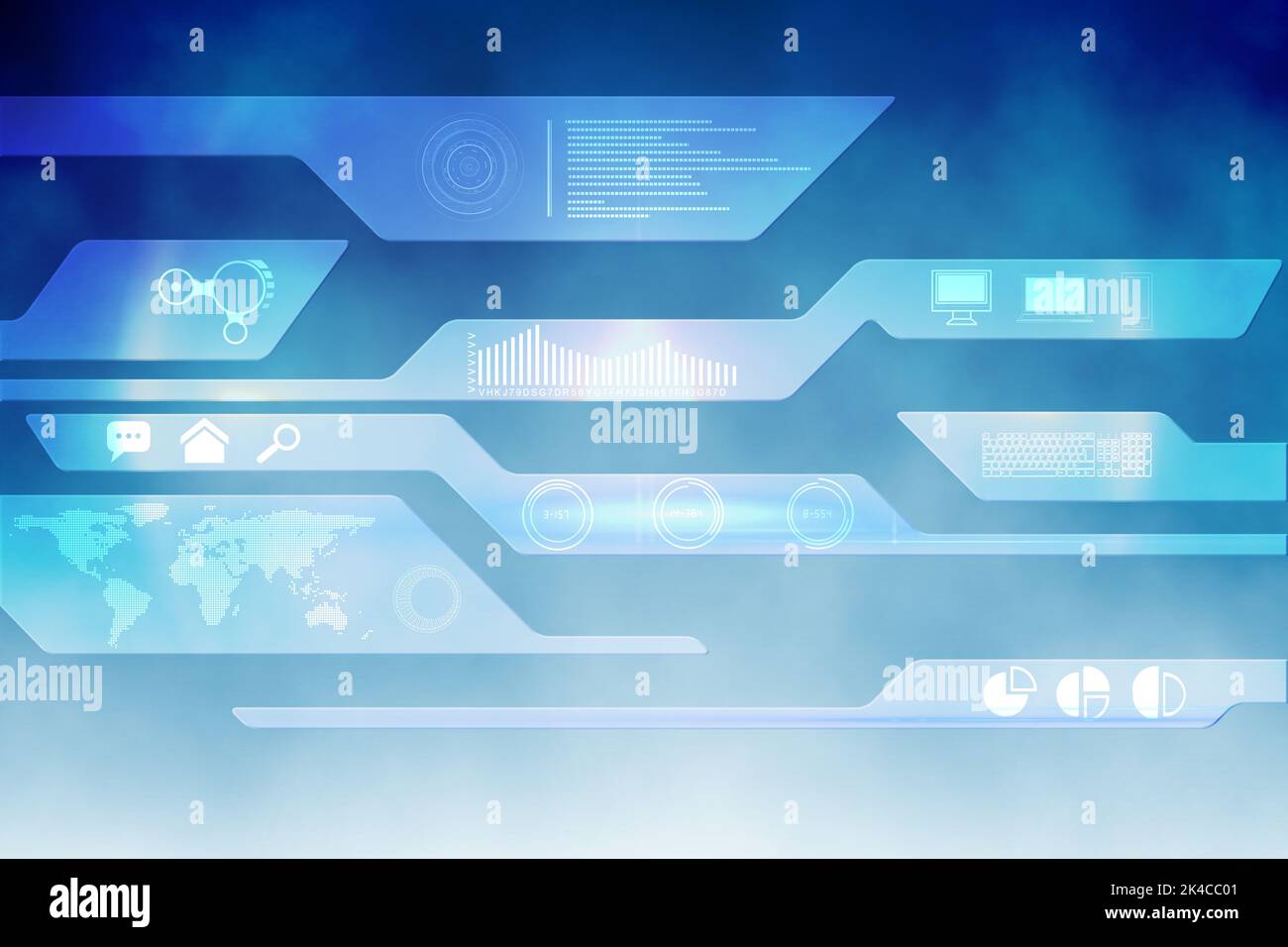 Abstract illustration of digital interface layout with data processing ...