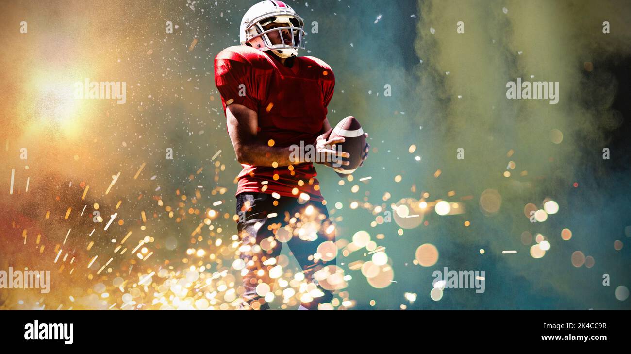 American Football Player against splashing of powder Stock Photo - Alamy