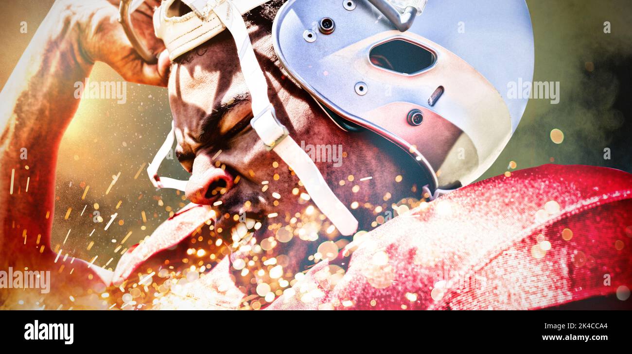 American Football Player against splashing of powder Stock Photo - Alamy