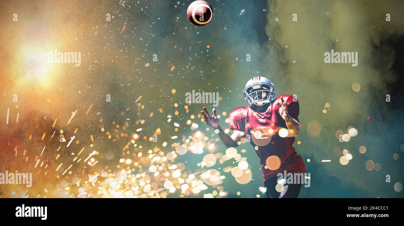 American Football Player against splashing of powder Stock Photo - Alamy
