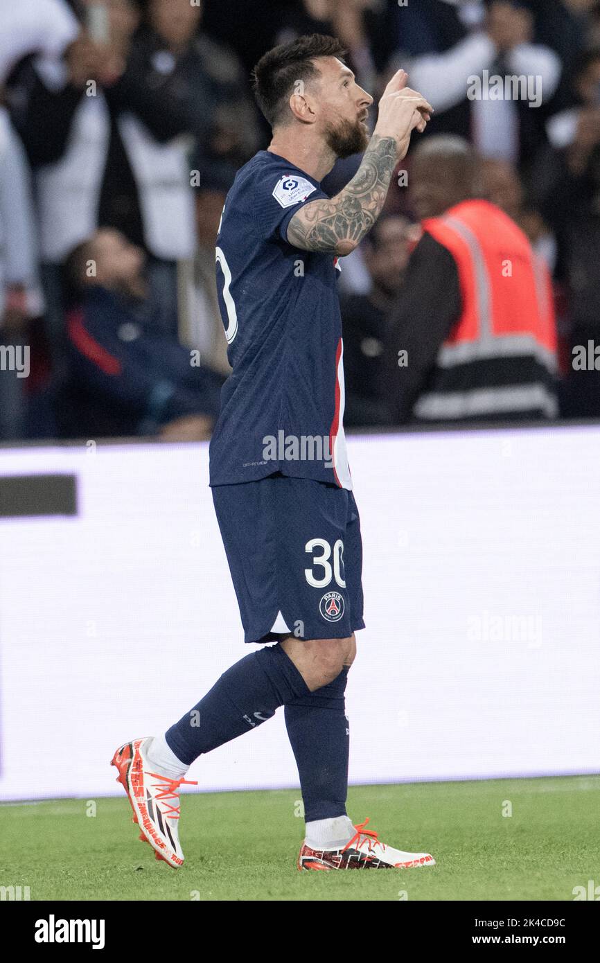 Lionel Messi of PSG celebrates his goal during the Ligue 1 Uber Eats ...