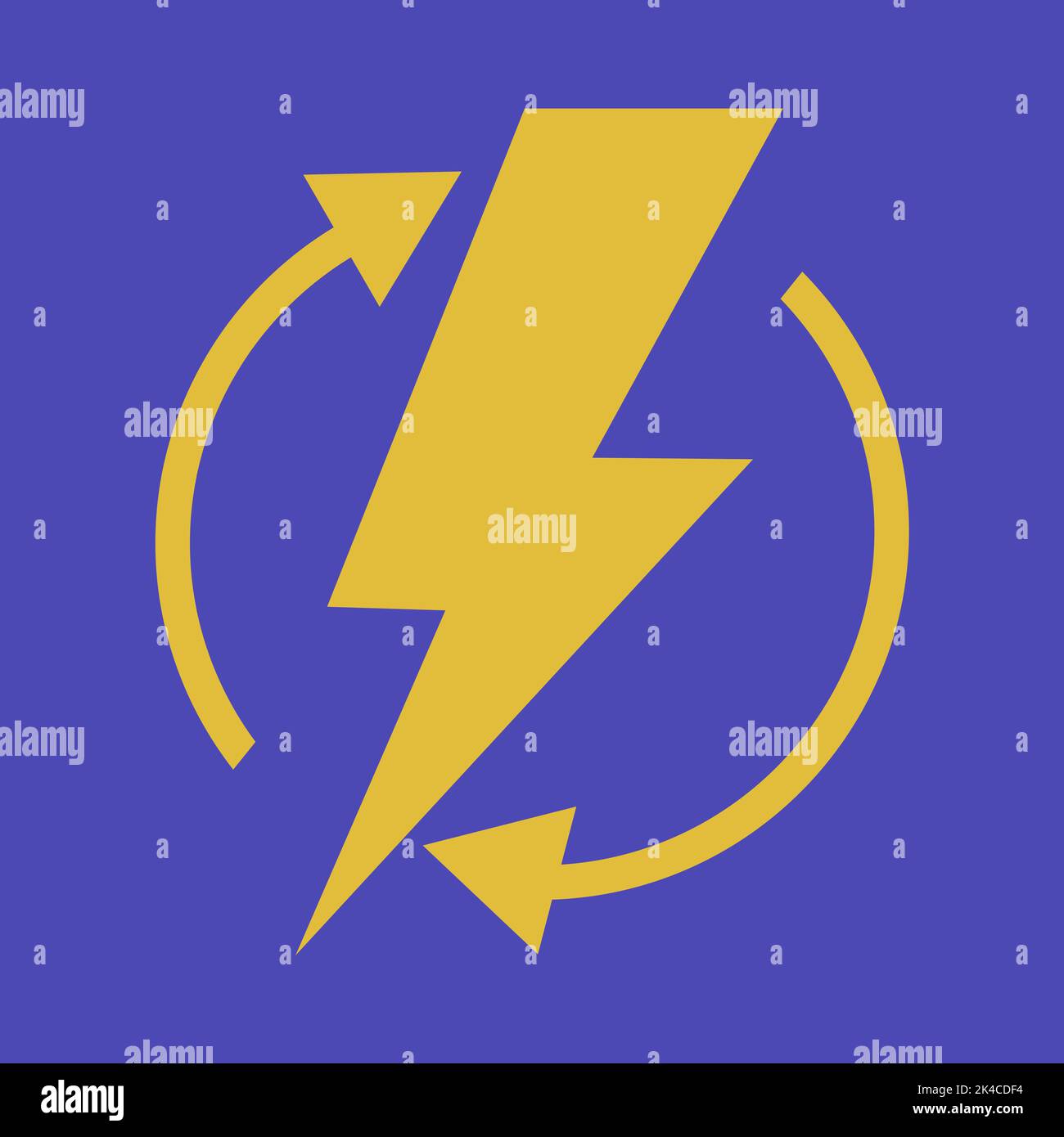 A yellow lightning strike icon with circular arrows on a purple ...
