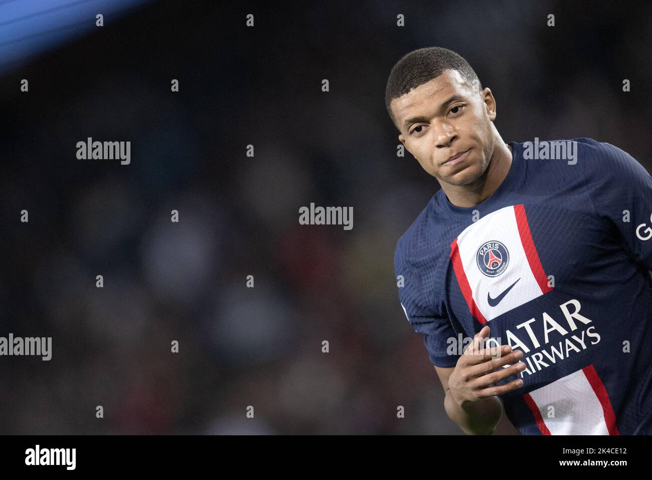 Kylian Mbappe of PSG in action during the Ligue 1 Uber Eats match ...