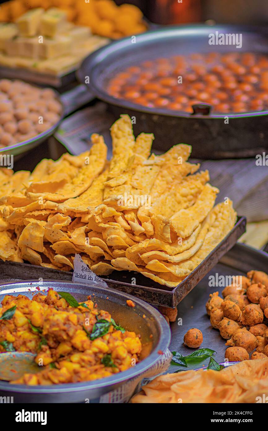 The Gulab Jamun and Fafd, traditional Indian food in a sweet shop ...