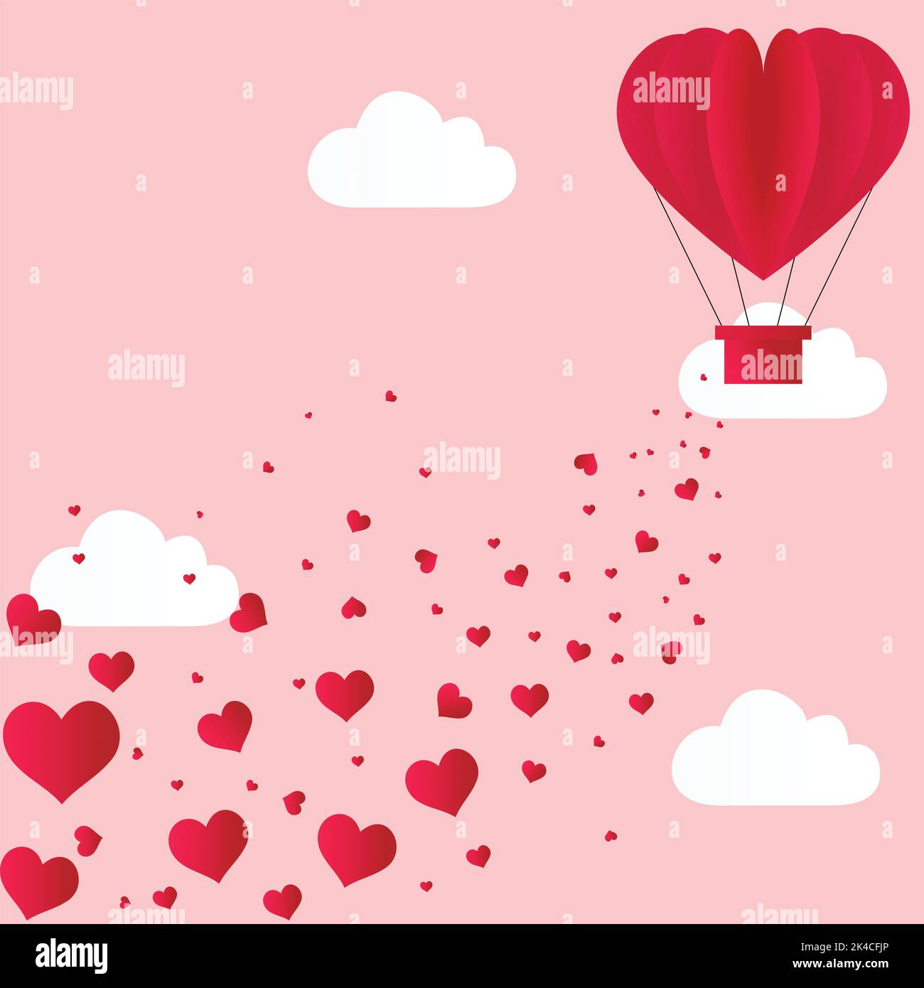 Digitally generated illustration of multiple red hearts falling from a ...