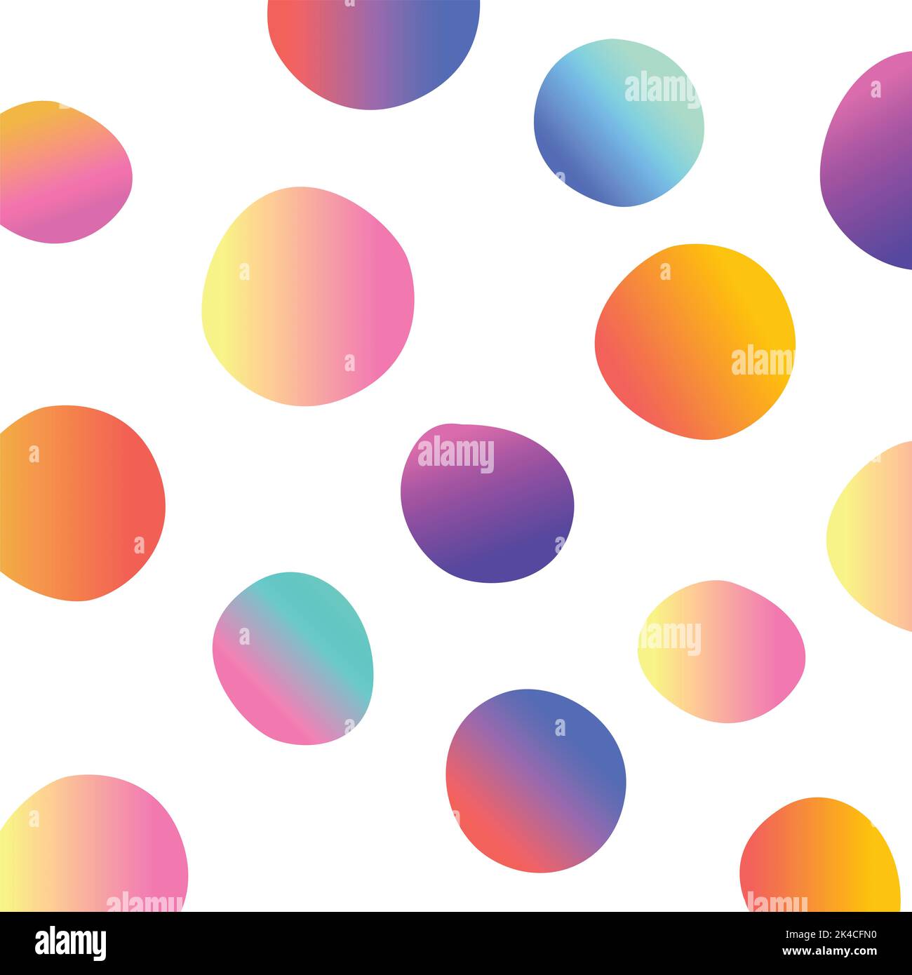 Multiple yellow, pink, green, pink and purple gradient spots on white ...