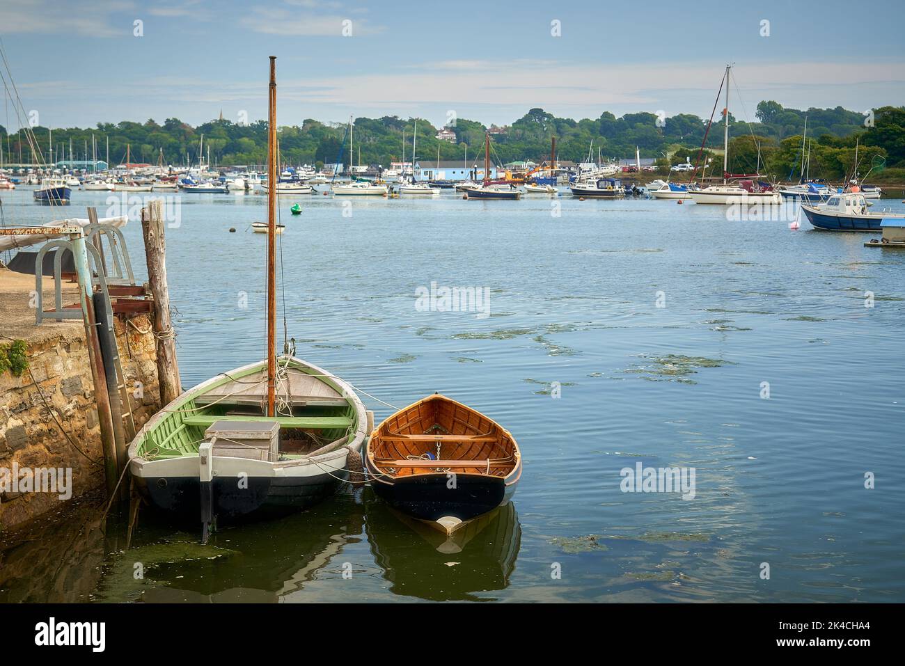 The wooden fishing boat on the beach in Bembridge Harbour on the Isle ...
