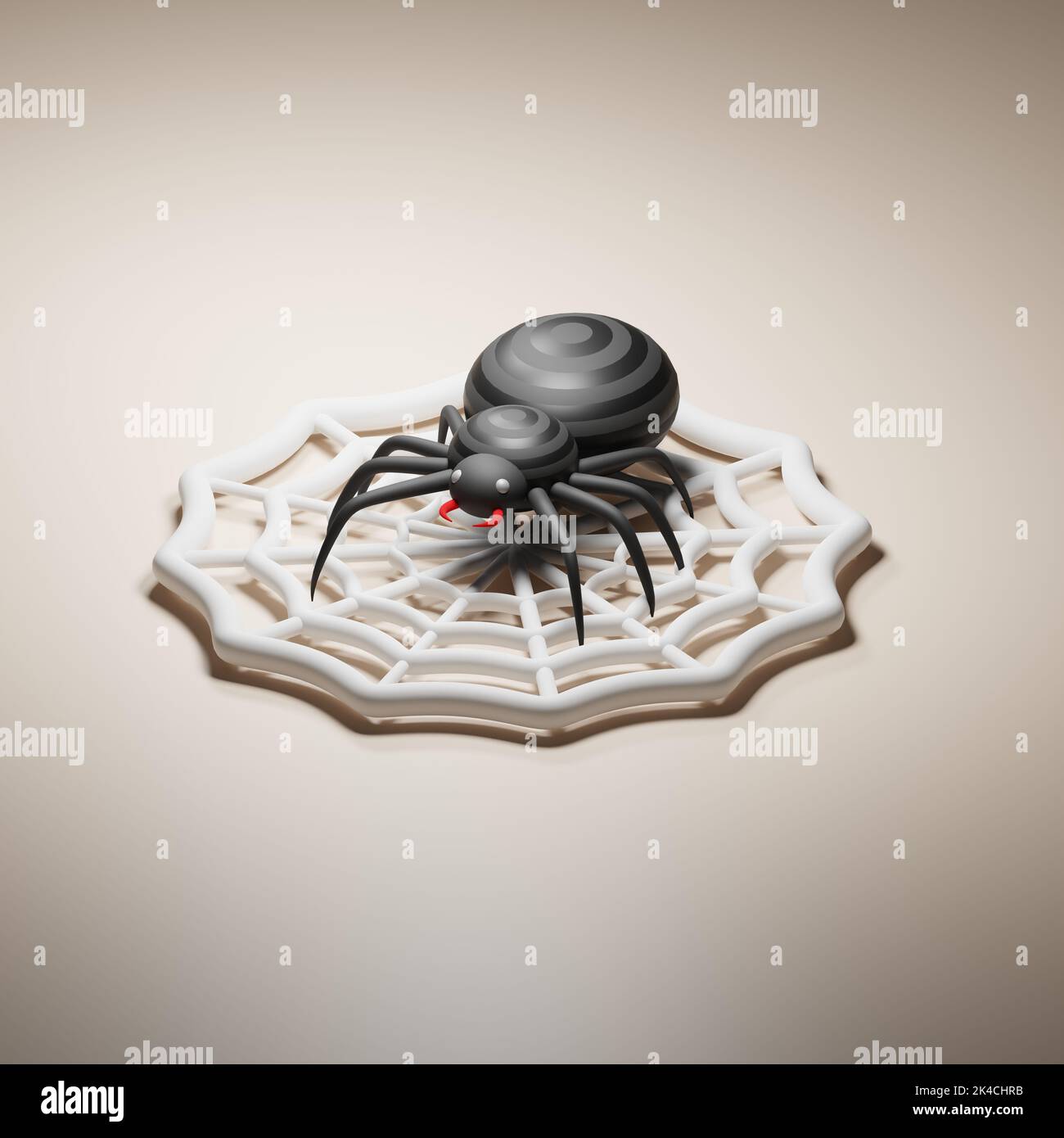 A 3D render of a black spider on top of a white web Stock Photo - Alamy