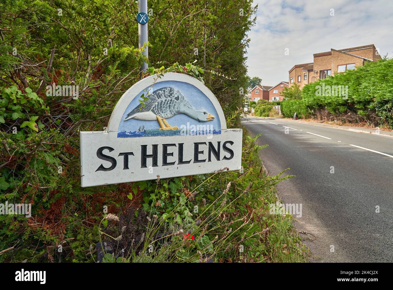 The sign at the entrance of a town St Helens on the Isle of Wight Stock ...