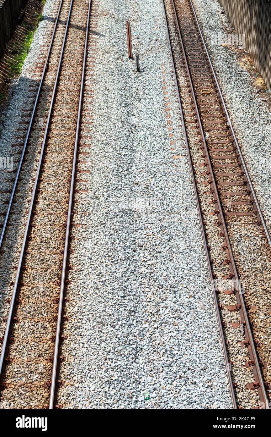 Stone pavement. Railroad tracks in the city of Belo Horizonte Stock ...