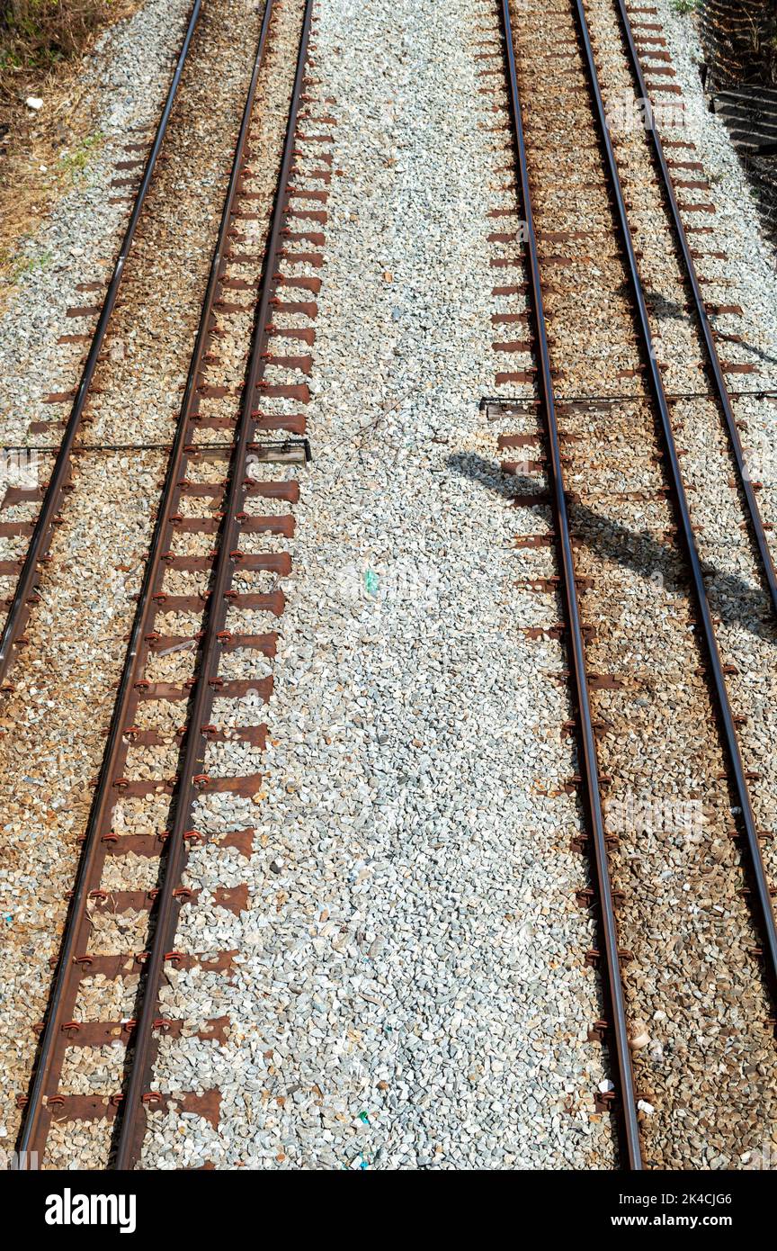 Stone pavement. Railroad tracks in the city of Belo Horizonte Stock ...