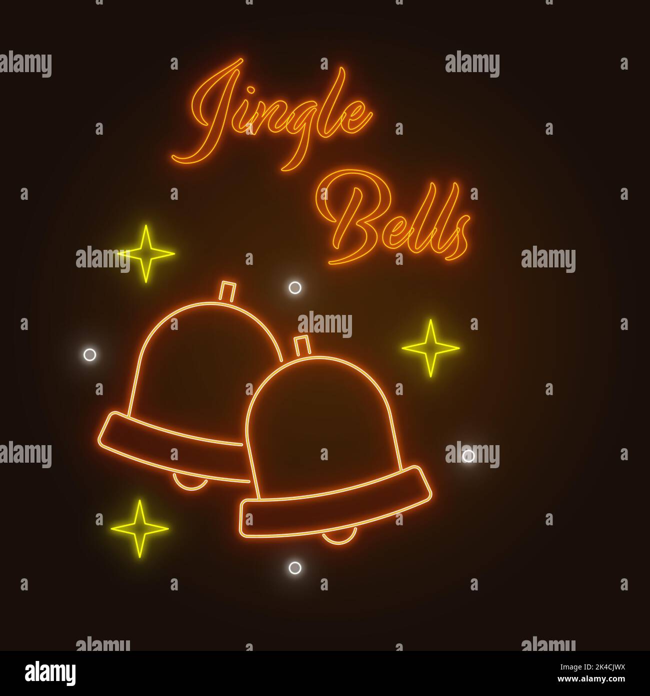 Composition of neon jingle bells text, christmas stars and bells on ...