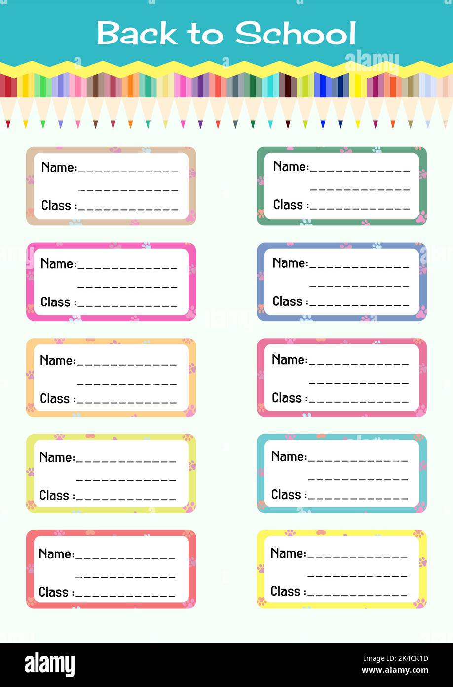 Name tag classroom Stock Vector Images - Alamy