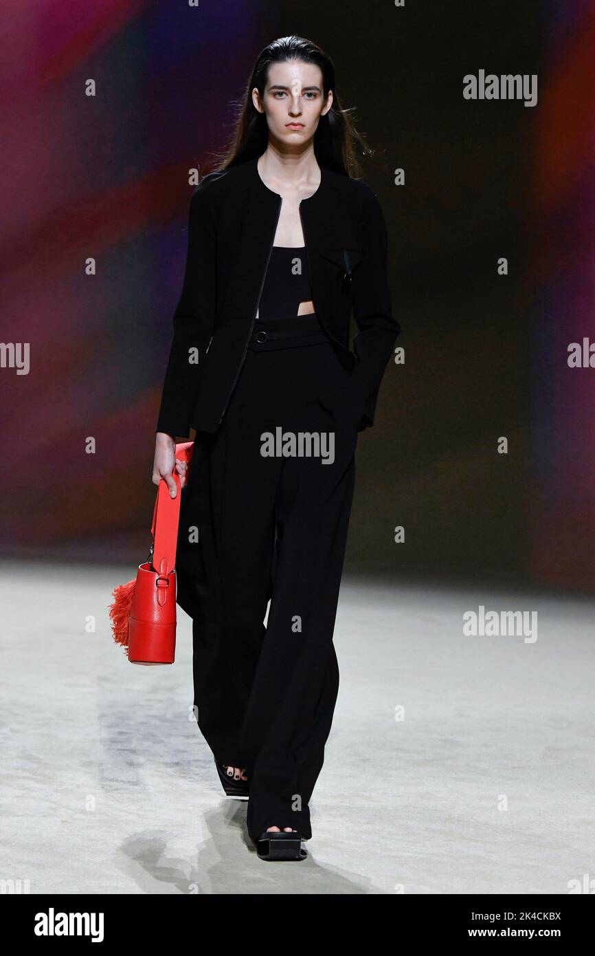 A model walks on the runway at the Hermes fashion show during the ...