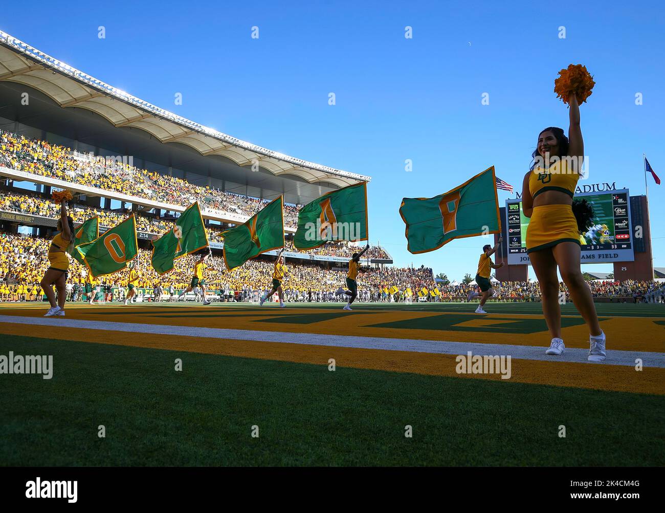 October 1, 2022: The Baylor cheerleaders run across the field after a ...